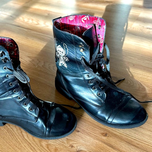 Hot Topic | Shoes | Disney Lilo Stitch Foldover Stitch Skeleton Boots ...